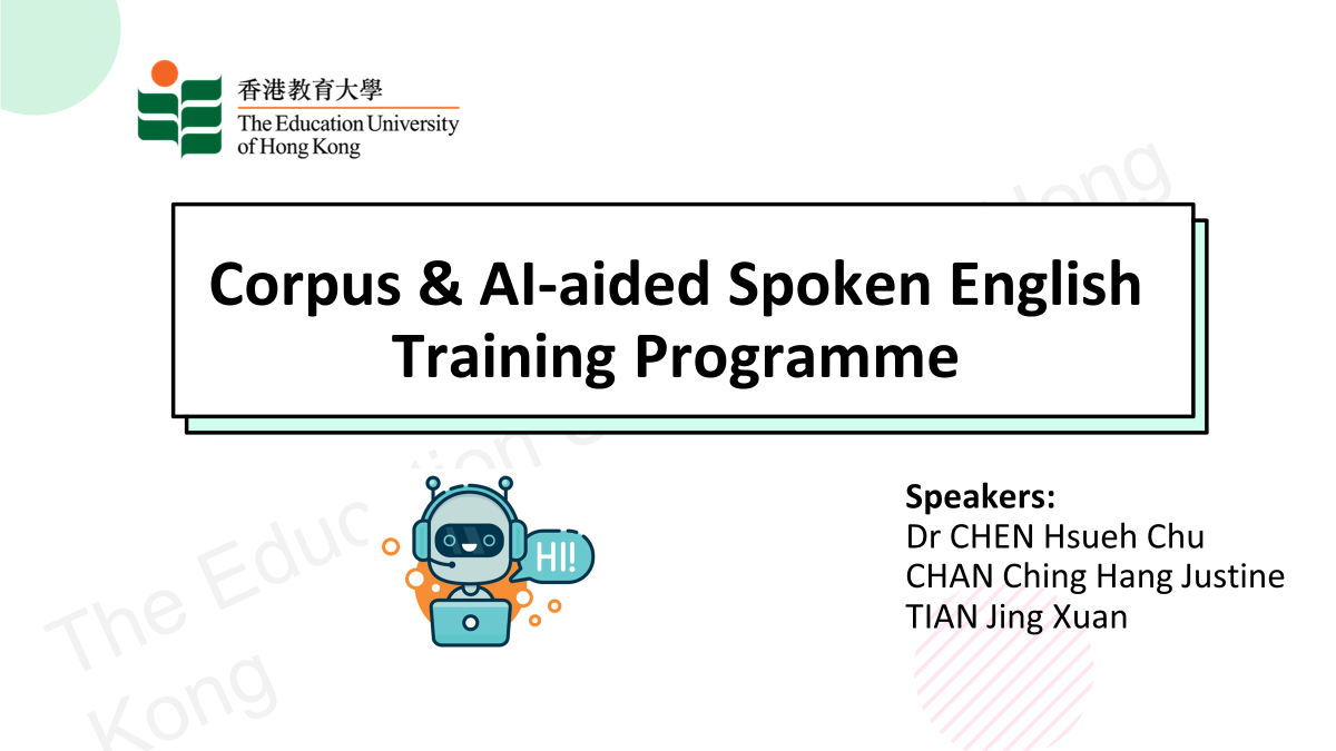 Corpus & AI-aided Spoken English Training Programme – Corpus-aided ...